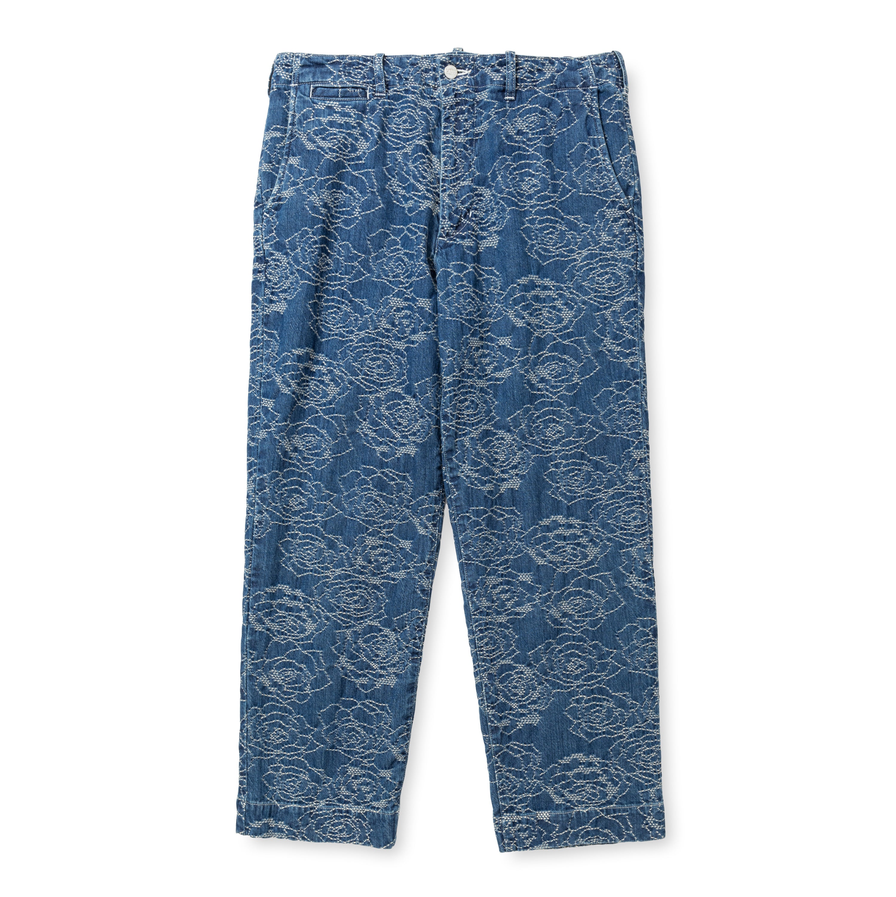 ROSE PATTERN JACQUARD DENIM SLACKS – CALEE ONLINE STORE